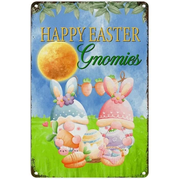 Plaque En Métal « Bunny Rabbit Happy Easter » - Plaque En Métal Dorée ...