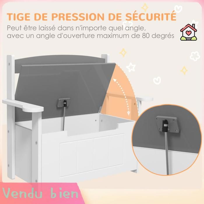 LIA Coffre jouets enfant 2 en 1 banc vérin 68,5x34x58cm - Cdiscount ...