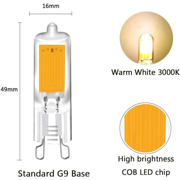 Ampoules Led G9, 2W Ampoule Economie D Energie, Puce Cob, Equivalent 25W Ampoules Incandescente ...