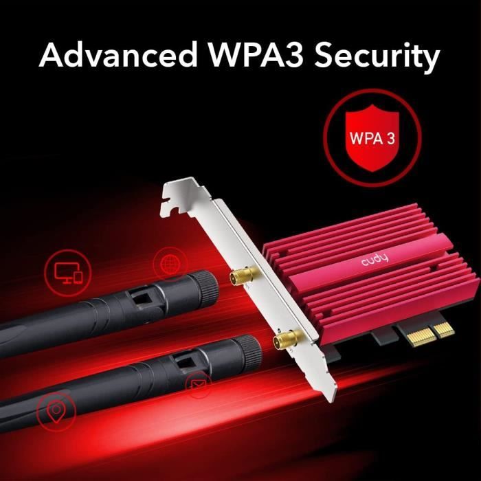 Carte PCIE WiFi 6E - Cudy - AX5400 - Bluetooth 5.2 - Module AX210 - Windows 10/11 64 bits ...