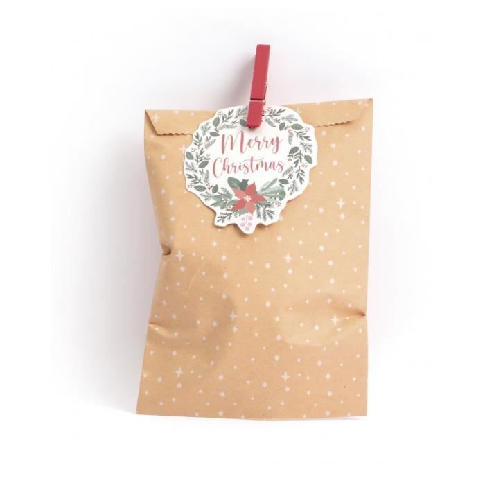 Sachet craft 17 x 11 cm étoiles avec pinces et etiquettes - lot de 6 ...