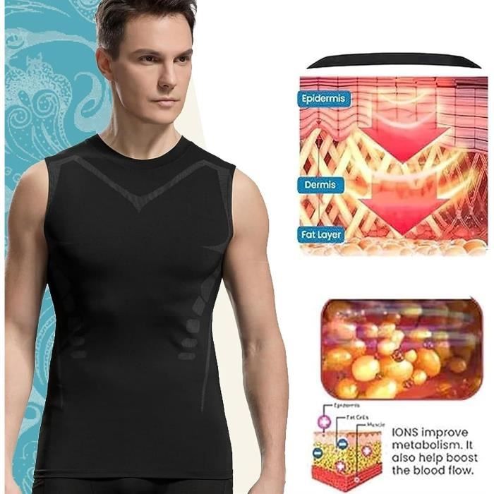 Débardeur de compression noir pour homme - Gilet/Cardigan Ionic Shaping ...