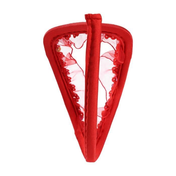 Iixpin C-string Sexy Femme Ouvert Tanga Dentelle G-string T-back Mini String Erotique Slip Rouge ...
