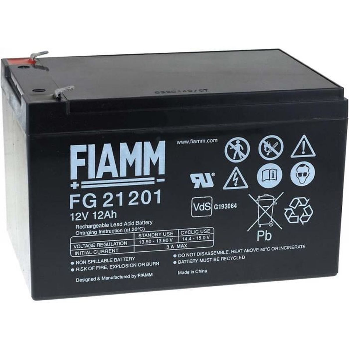 FIAMM Batterie au plomb rechargeable FG21202 Vds 12V 12Ah-144Wh Lead ...