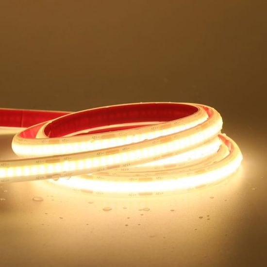 Ruban LED COB Autocollant,320Leds/m IP68 étanche 12V Super Lumineux ...