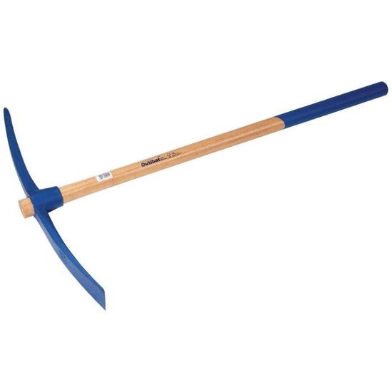 Pioche - OUTIBAT - Manche bois - Acier forgé haute résistance - 2,5 kg ...