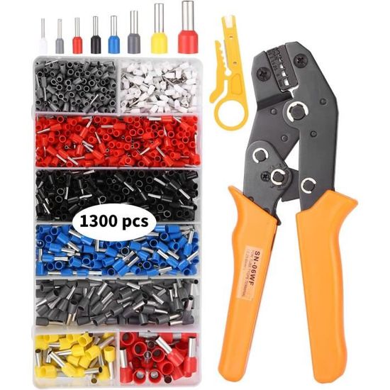 Pince à Sertir,Embout de Cablage Outil de Sertissage,1300 pcs Cosse pour Electriques Sertissage ...