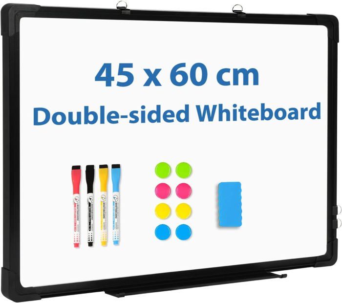 Tableau blanc magnétique double face A2 45 x 60 cm à suspendre au mur ...