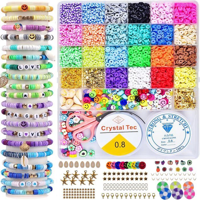 LUOBITO Perles pour Bracelet, 4800 pièces Kit Perles Plates pour ...