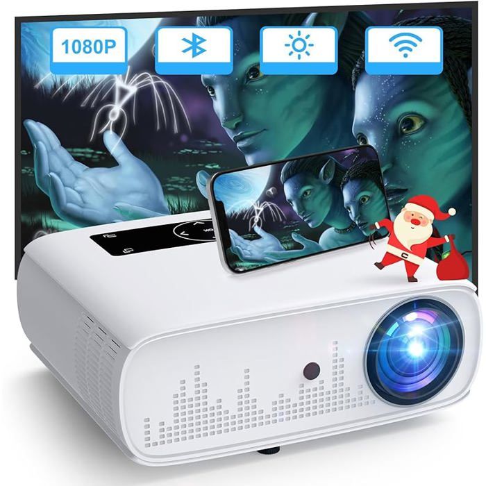Videoprojecteur 4k, Beamer 4K 15000 Lux Beamer WiFi 1080P natif Full HD ...