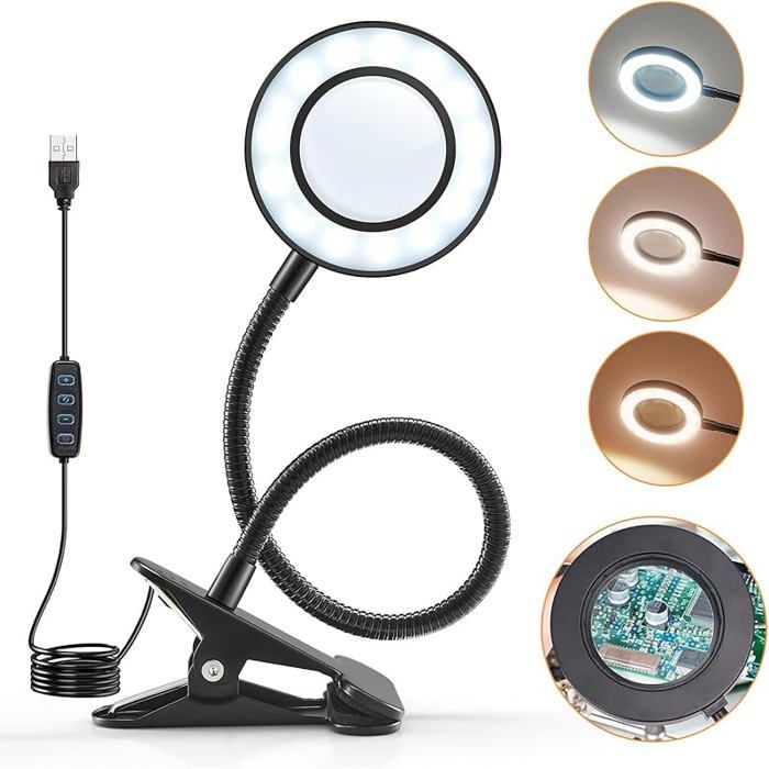 Fire 10X Lampe Loupe Lampe de Bureau LED, 3 Couleurs 10 Luminosit Lampe ...