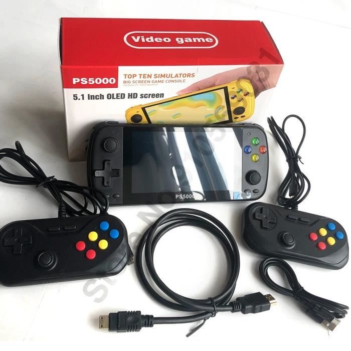 64 Go - noir - Console de jeu d'arcade rétro PS5000 IPS, 5.1 pouces, 128 bits,plus de 6000 ...