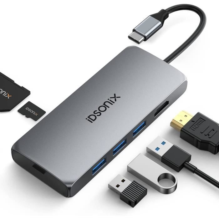 IDsonix USB C Hub Multiport Adapter, Docking Station 6 en 1 USB C Hub ...