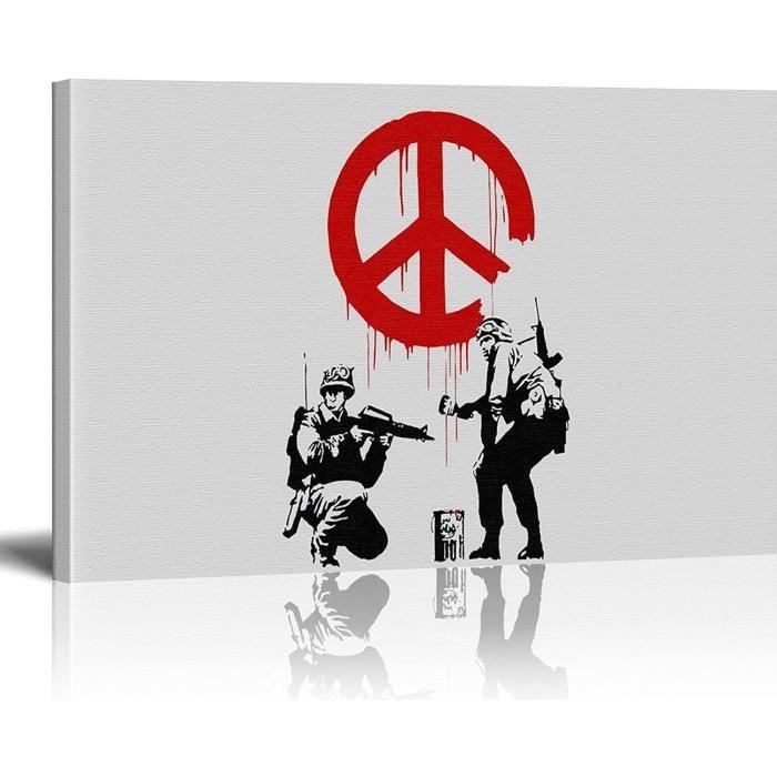 Banksy Toile Tableau War And Peace Street Art Graffiti Toile Art Décor ...