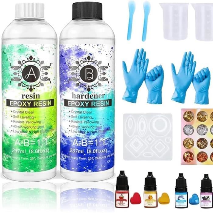 Résine époxy Crystal Clear Kit 16.7oz -474ml, résine coulée 2 parties et durcisseur pour la ...