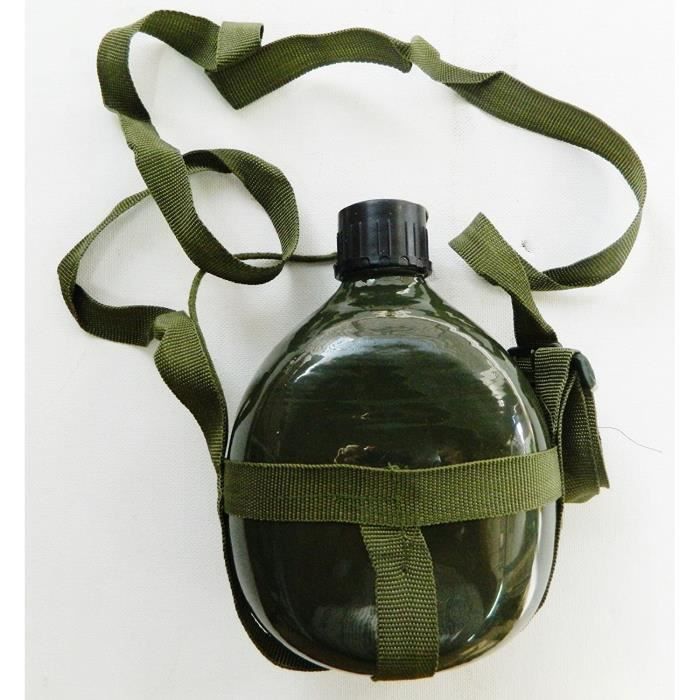 Gourde métal 1,5 litre style armée vert kaki Scoute Randonnée militaire ...
