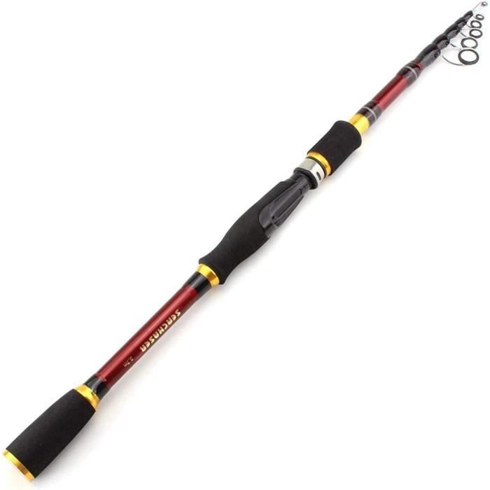 WEYE-Canne À Pêche D'Appât Rouge 1.8M -2.7M Canne À Pêche en Carbone 7 ...