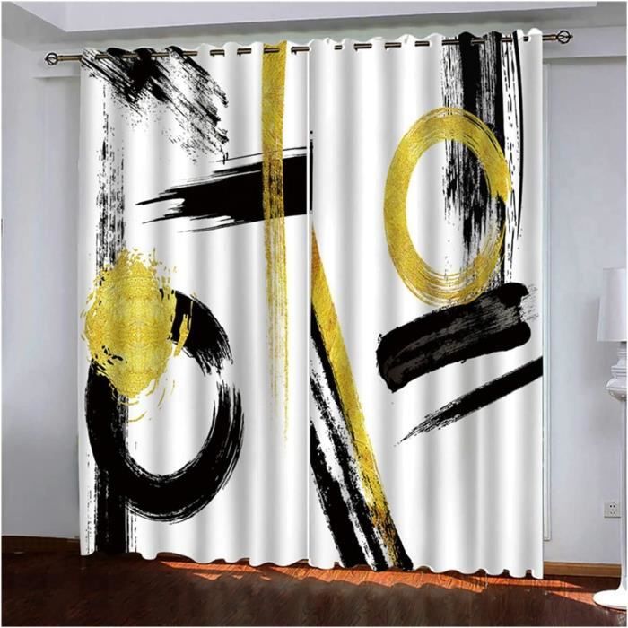 Lot Rideau Thermique Rideaux Occultants Oeillets Peinture Abstraite ...