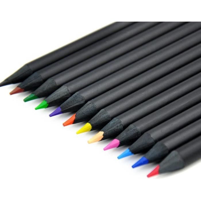 12 Couleurs Dessin en Bois Fusain Crayons Noir Peinture Soft Croquis ...