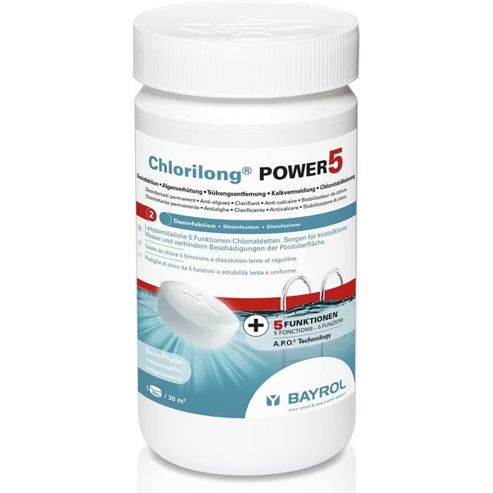 Chlorilong Power 5 Pastilles multifonctions désinfectant les chlore 250 ...