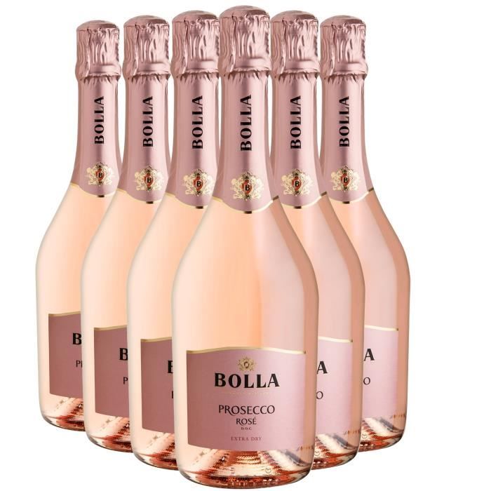 Prosecco Extra Dry Rosé 2022 - Lot de 6x75cl - Bolla - Vin effervescent ...