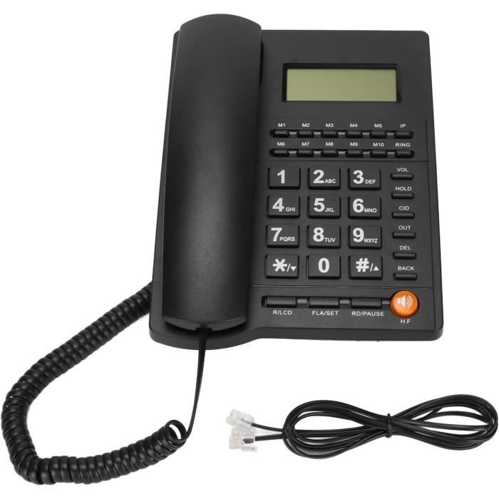 Téléphone Filaire De Bureau,Téléphone Fixe Fsk Dtmf Avec Écran Lcd,Luminosité Du Volume Réglable ...