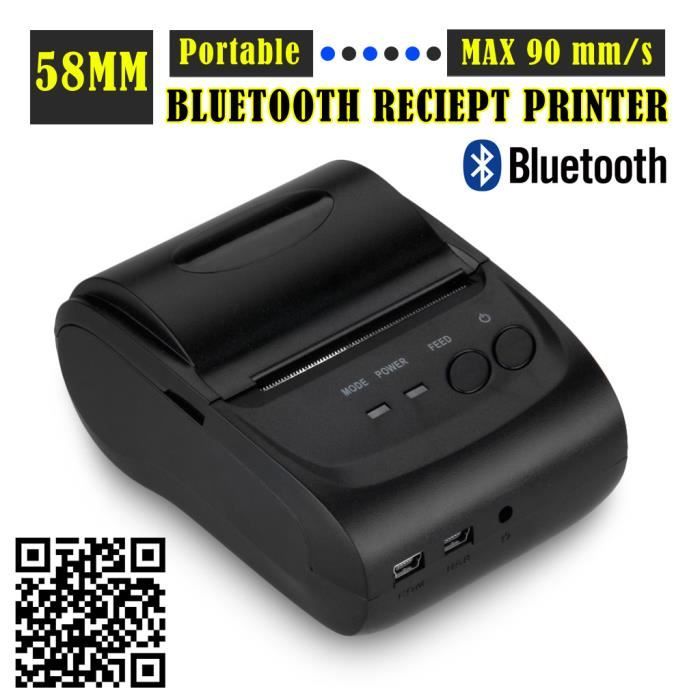 Imprimante Thermique Ticket avec Bluetooth USB 58mm 90mm/s Sans Fil Portable EU pour Magasin ...