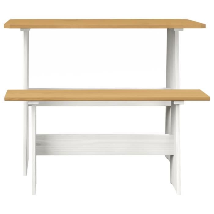 STAR®3336 MODERNE Table à manger avec banc Marron miel et blanc Pin ...