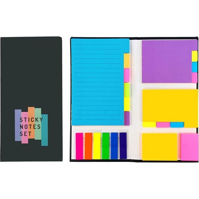 D.RECT Lot de 410 feuilles autocollantes multicolores, notes adhésives ...