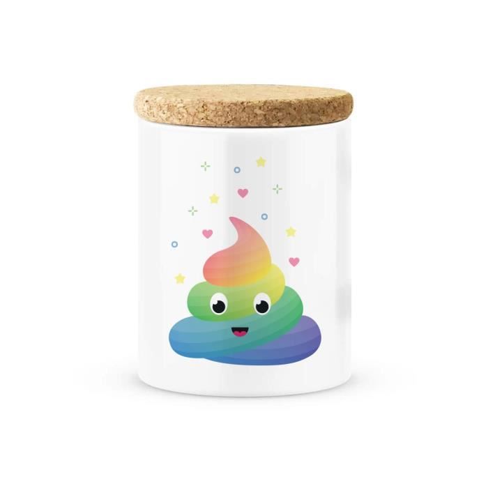 Pot céramique avec couvercle en liège illustration Caca arc en ciel ...