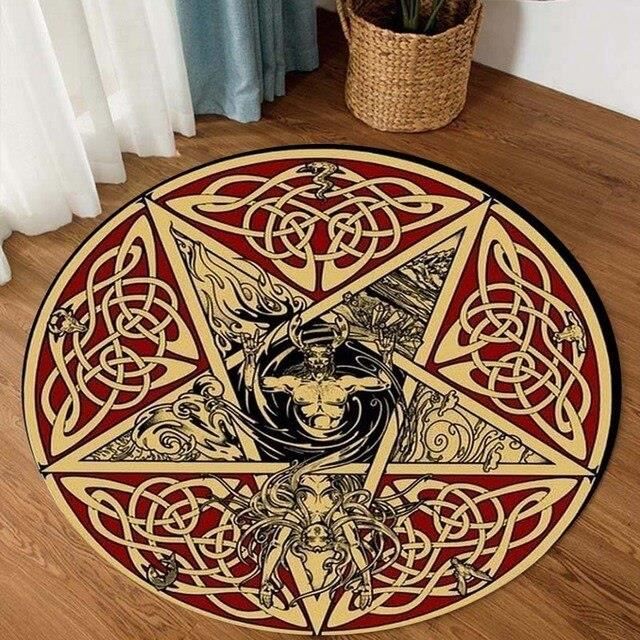 TAPIS,14-80cm x 80cm--Symbole occulte Tapis Rond Personnalisé Tapis ...