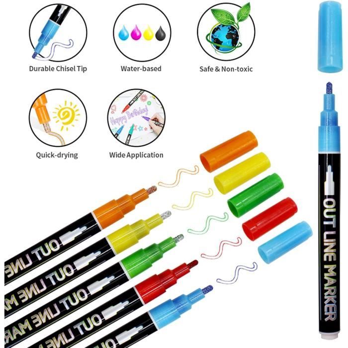 Stylos Contour, 8 Marqueurs À Double Ligne, Stylos À Paillettes ...