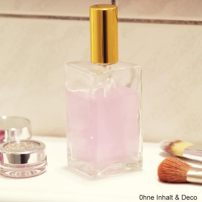 46195 - Flacon En Verre Transparent - Carré - Avec Vaporisateur Et ...