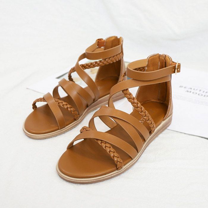 Sandales femme Style Bohème - Sandales romaines tressées d'été Rétro ...