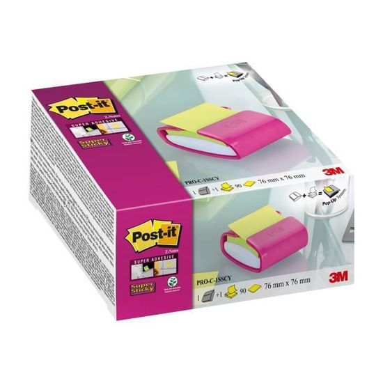 Post-it Z-Notes Pro Color Z-notes avec distributeur 76 x 76 mm 90 ...