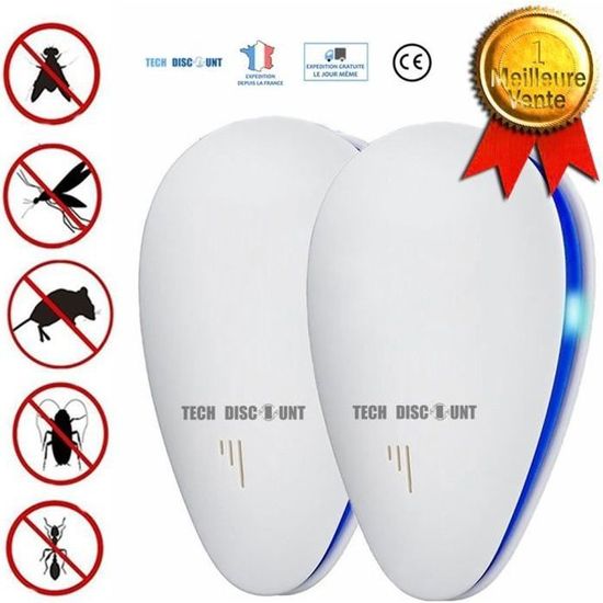 TECH DISCOUNT Anti-moustique et insectes ultrasonique - 2 pcs - marque ...