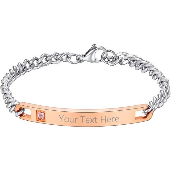 Bracelet Personnalisable Homme,Gourmette Prénom Personnalisé Couple ...