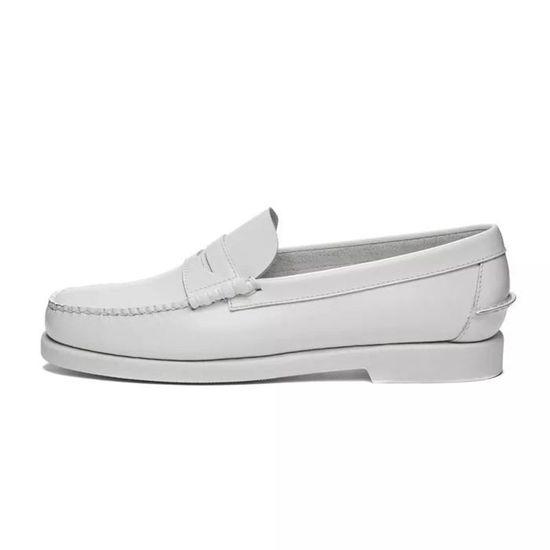 Mocassins Sebago Dan Polaris RGB Blanc Homme - Cuir - Caoutchouc Blanc ...