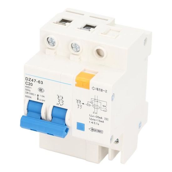 Zerone Disjoncteur différentiel de courant Disjoncteur miniature 2 positions Isolateur de ...