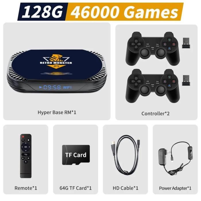 RM-128G-706-2 - Console de jeu vidéo rétro avec 48000 jeux intégrés ...