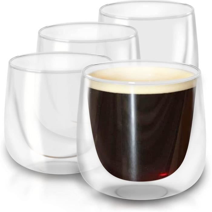 4 Tasses à Expresso en Verre Verres à Double Paroi Gardent le Café ...