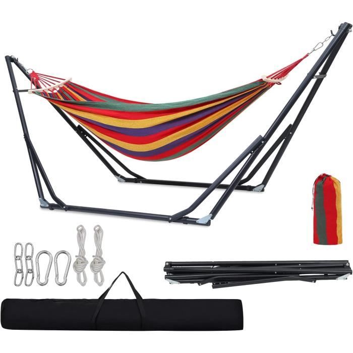 Hamac avec ca e pliable - Structure en métal - Pour l'extérieur - Avec ...