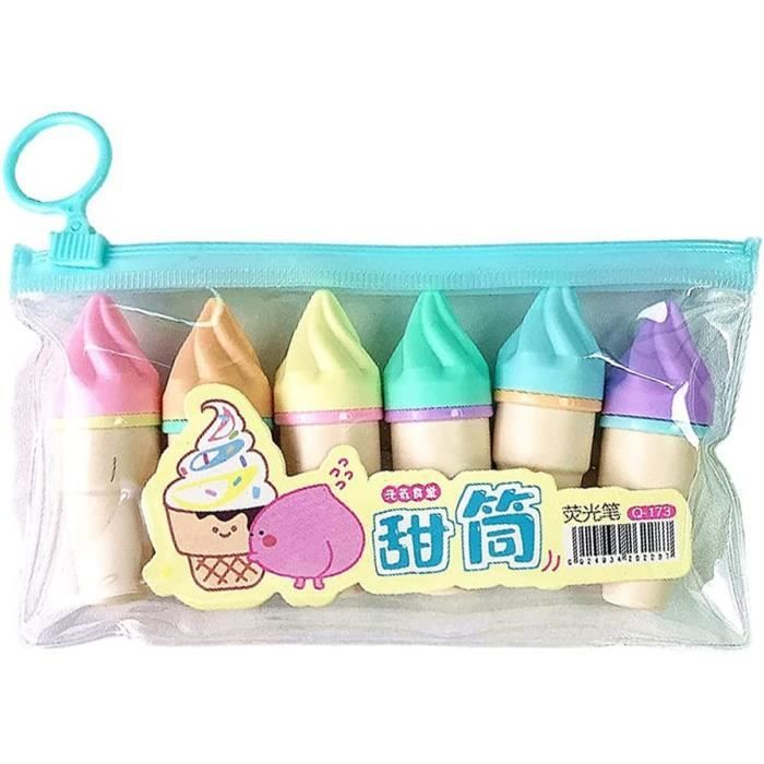Surligneur 6 pcs Mignon Mini Surligneur Stylo Kawaii Glace Forme ...