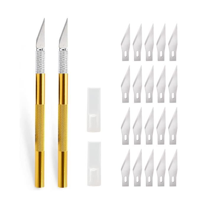 2 pièces Scalpel avec 20 lames, Cutter de précisioncouteau artisanal ...