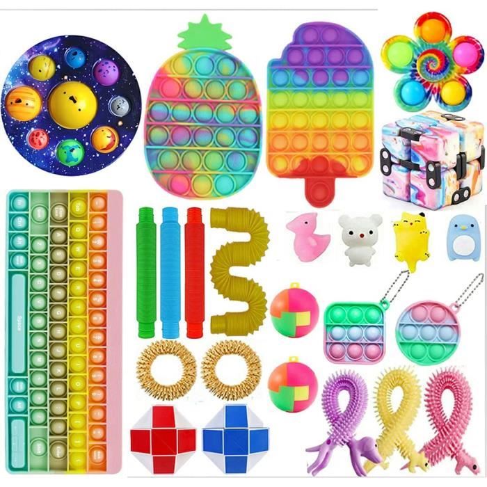 40pcs TIK Tok Fidget Toys Pack Sensory Fidget Toys Push Bubble Pop Toy ...