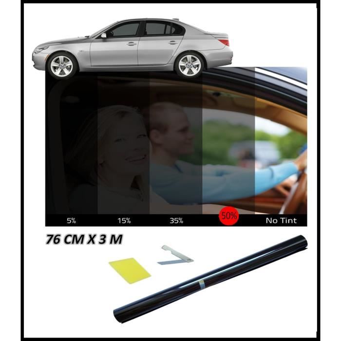 Film Teinté Noir-Fumé Clair Pour Fenêtre De Voiture 50% 76 Cm X 3 M[n1621] - Cdiscount Auto