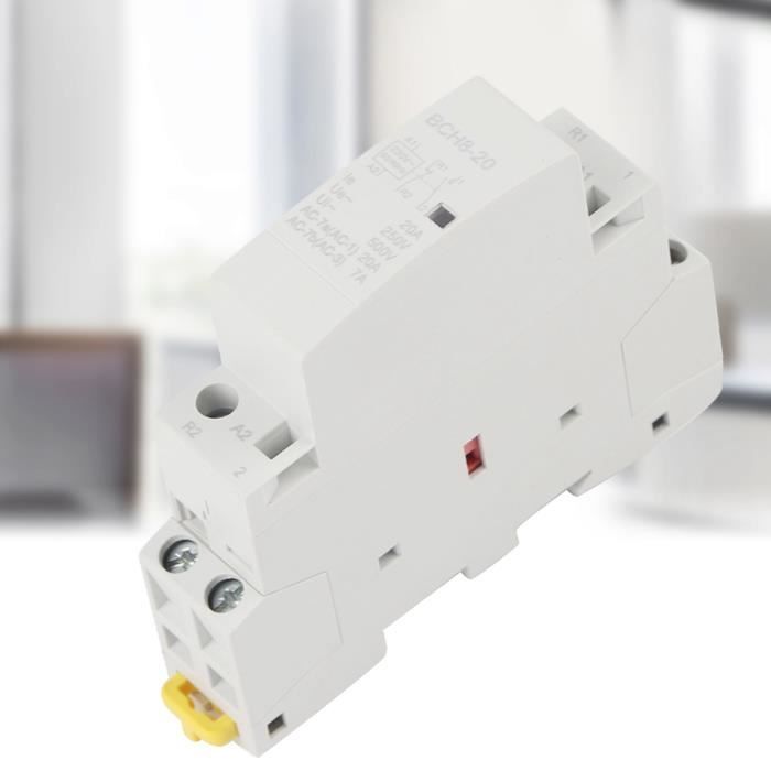 Cikonielf Contacteur AC domestique sur rail DIN 2P 20A 220V / 230V 50 / 60Hz Contacteur AC ...