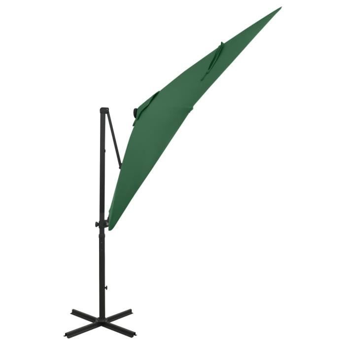 Parasol déporté avec mât et lumières LED Vert 250 cm DIOCHE7298381910008 - Cdiscount Jardin