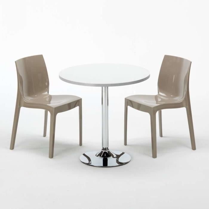 Table Ronde Blanche 70x70cm Avec 2 Chaises Colorées Grand Soleil Set ...