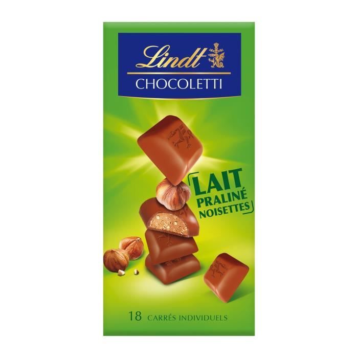 LOT DE 8 - LINDT Chocoletti Chocolat au lait praliné noisettes ...